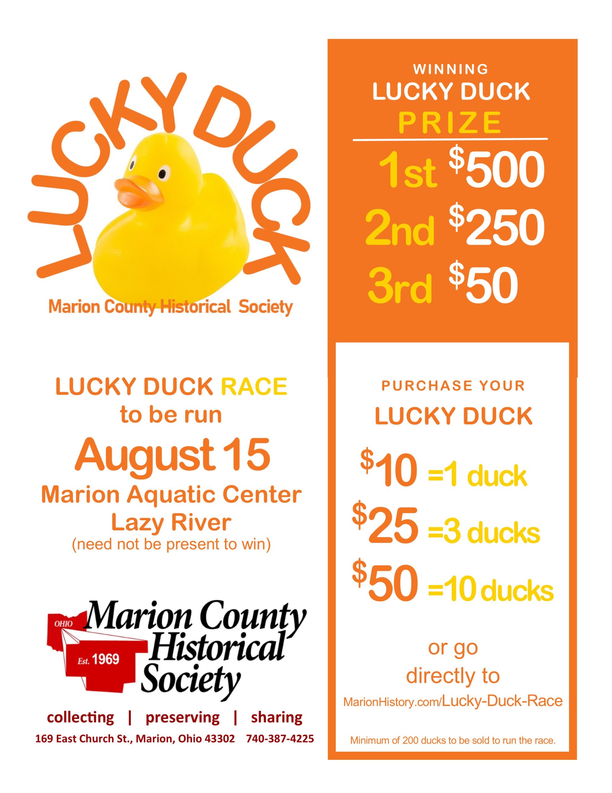 Lucky Duck Race | Marion County Historical Society Lucky Duck Race | Marion County Historical Society